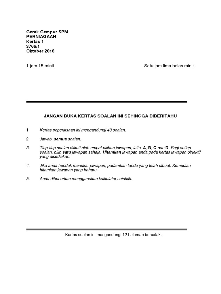 Gerak Gempur SPM K1 | PDF