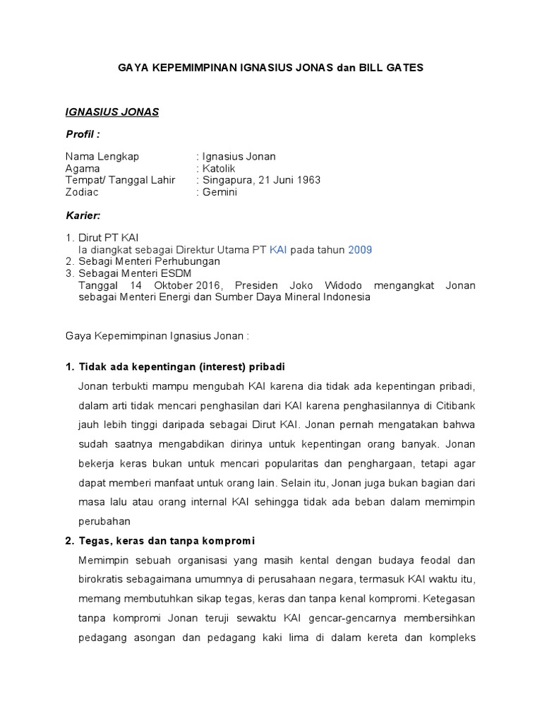 Gaya Kepemimpinan Ignasius Jonan | PDF