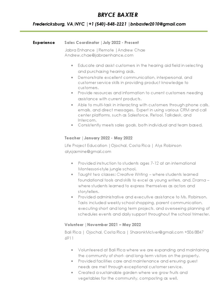 Bryce Baxter: Experience | PDF | Communication