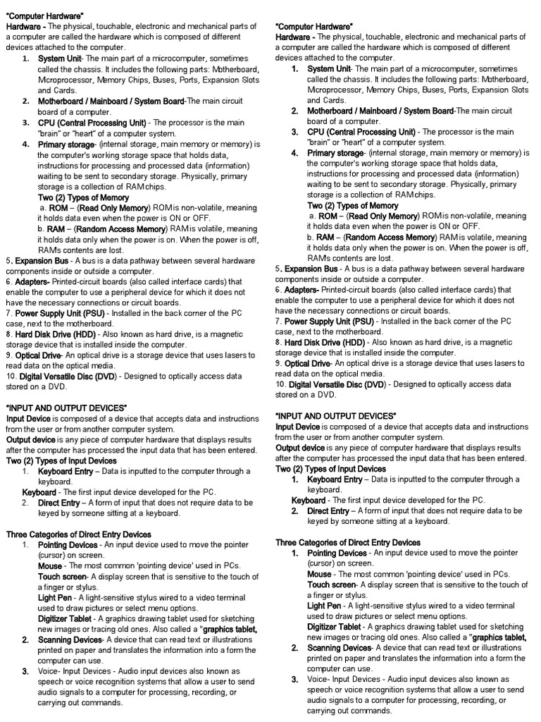 Computer Hardware | PDF | Computer Data Storage | Computer Hardware