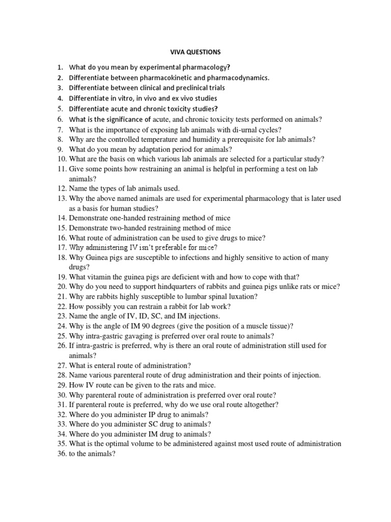 Viva Questions Pharmacology | PDF | Cornea | Human Eye