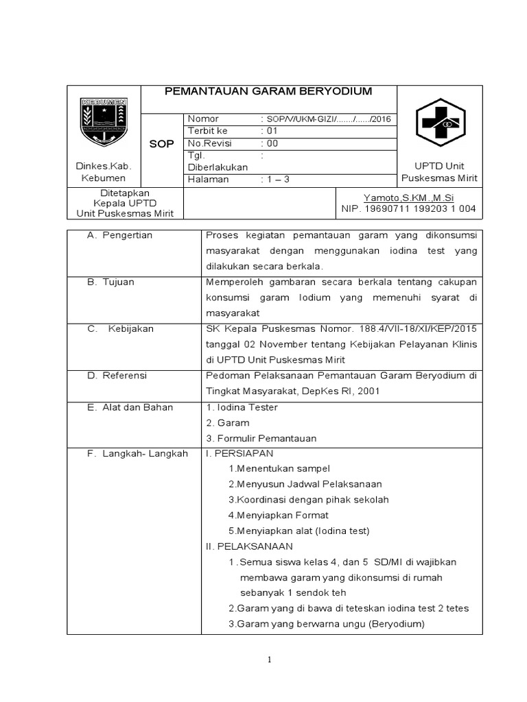 Pemantauan Garam Beryodium di Kebumen | PDF