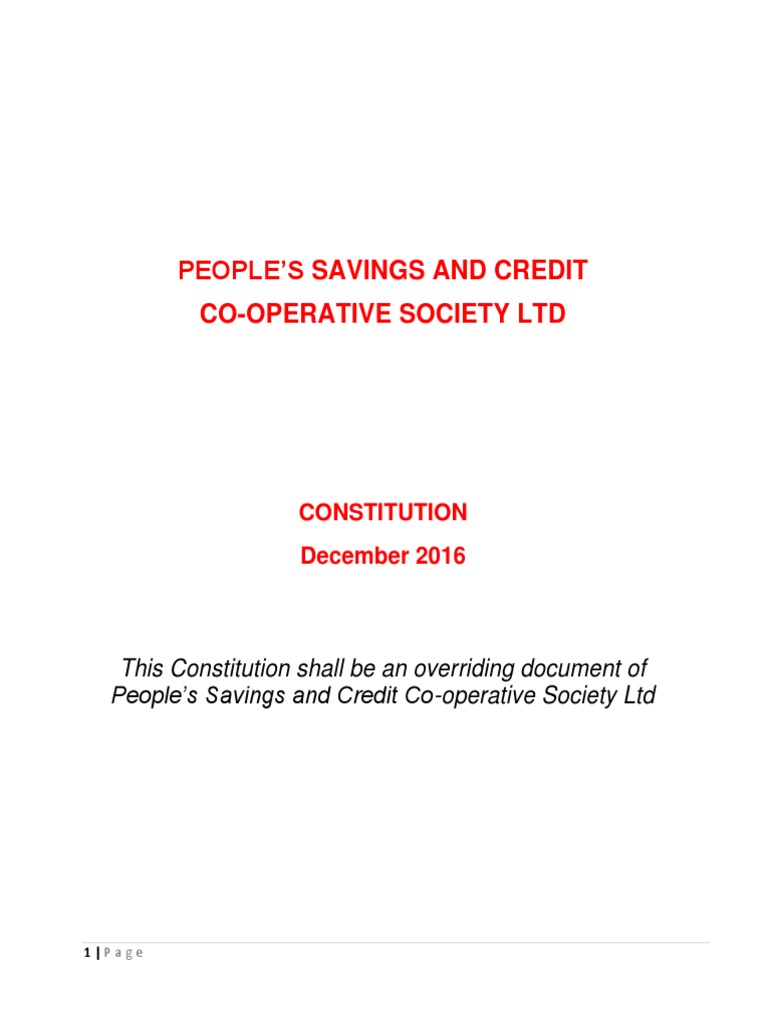 Peoples Saccos Constitution1 | PDF | Cooperative | Wealth
