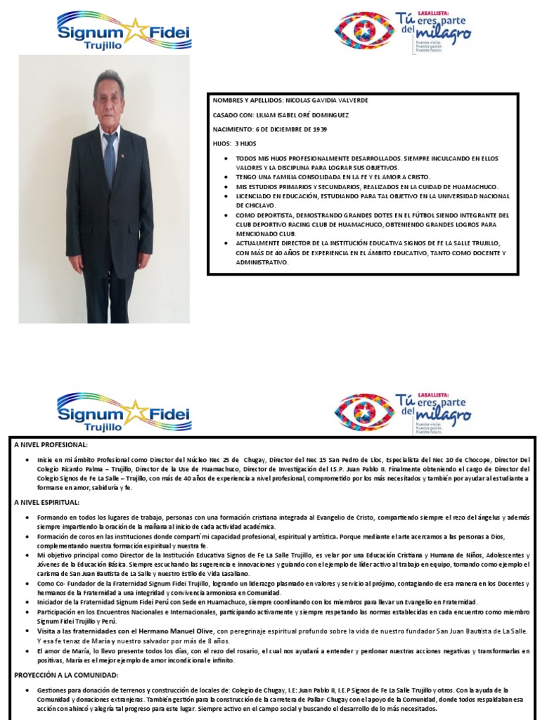 Biografía de Hermano Signum Fidei Trujillo Nicolás Gavidia Valverde ...