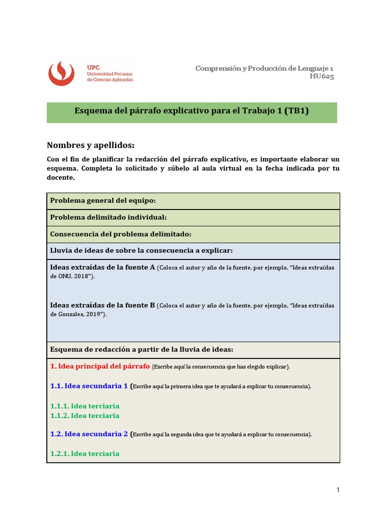 Ficha Esquema Del TB1 | PDF
