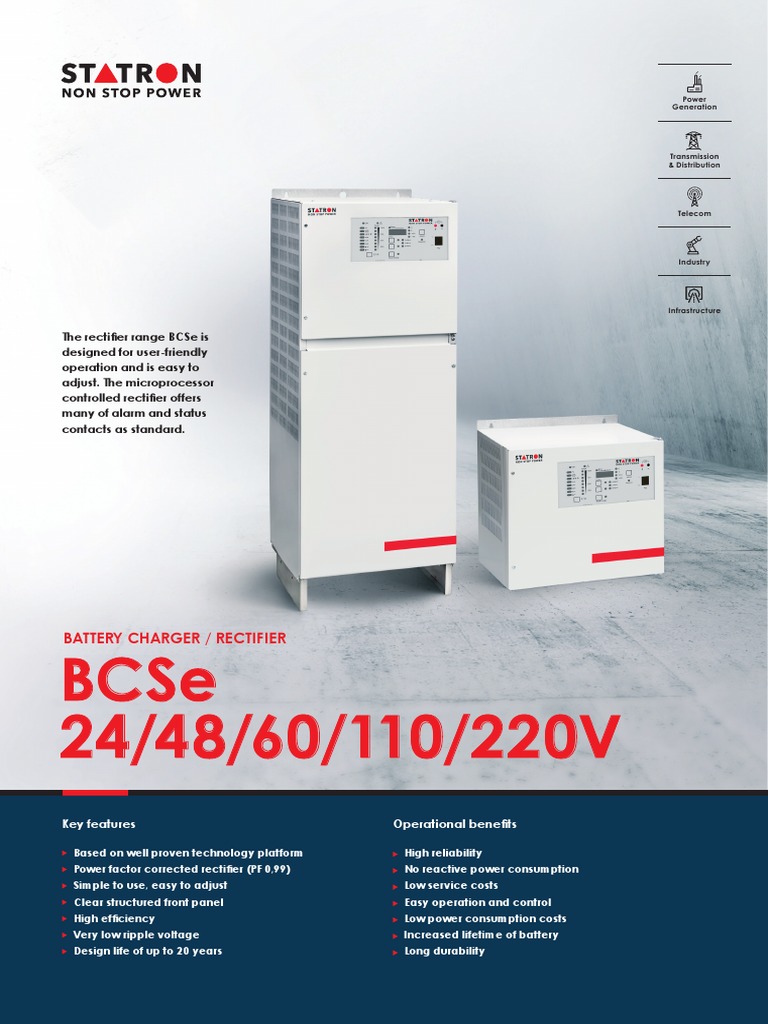 Brochure Industrial DC Rectifier (BCSe) | PDF | Rectifier | Battery Charger