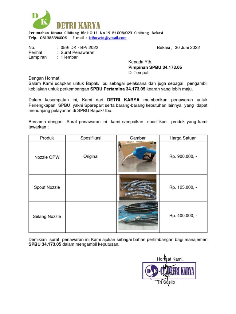 Penawaran Produk dari Detri Karya | PDF