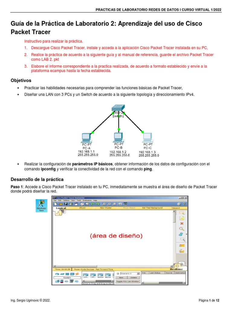 Guia Practica Lab 2 Aprendizaje Del Uso Packet Tracer | PDF