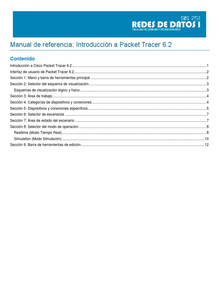 MANUAL DE REFERENCIA INTRODUCCIÓN A PACKET TRACER 6.2 (1) | PDF | Red ...