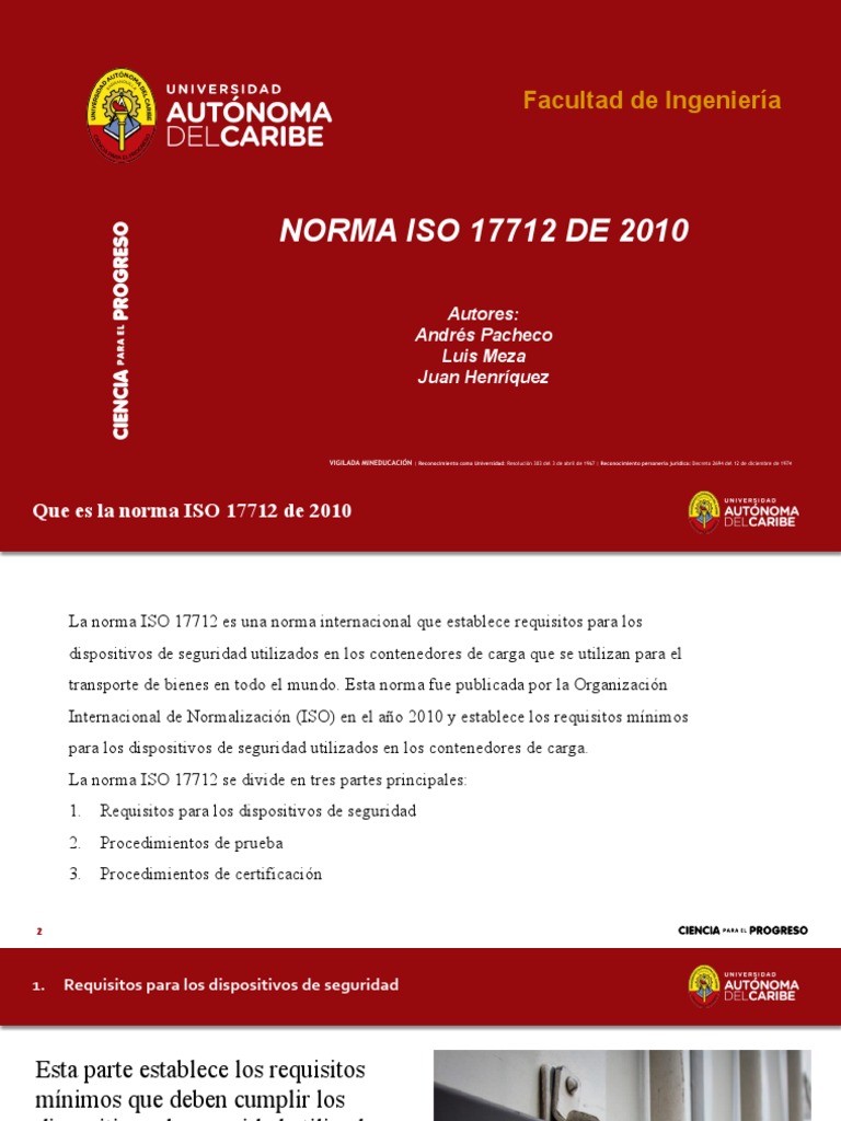 Requisitos y procedimientos de la norma ISO 17712 para dispositivos de ...