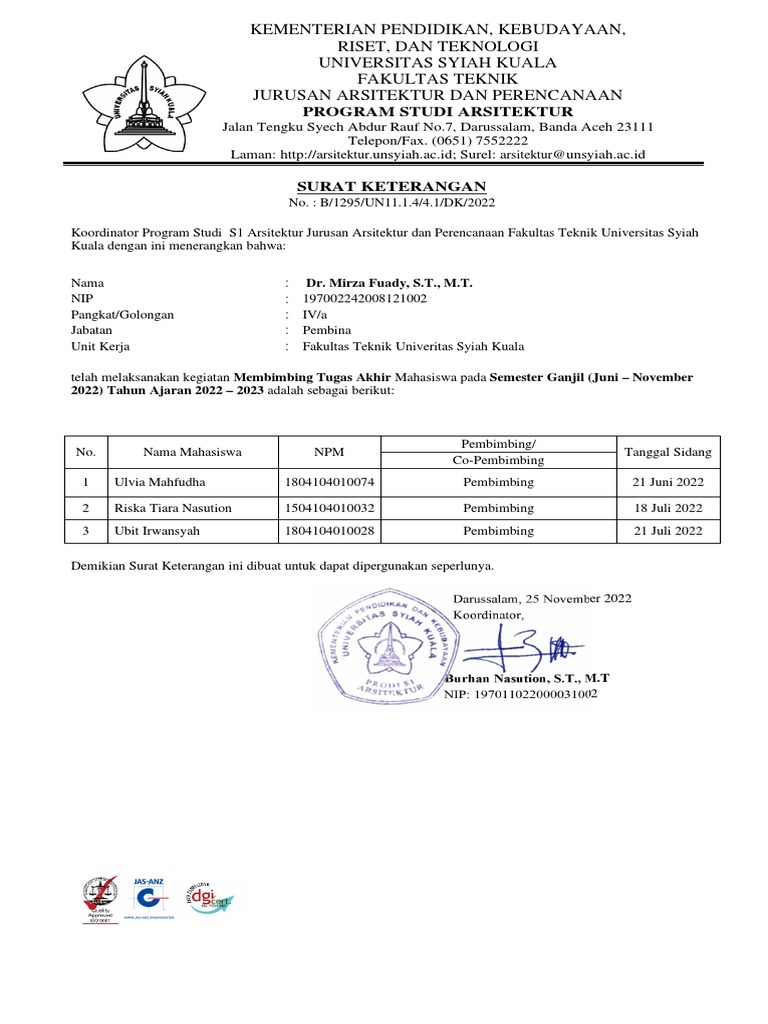 A31-Sk Pembimbing TA-3 Mhs | PDF