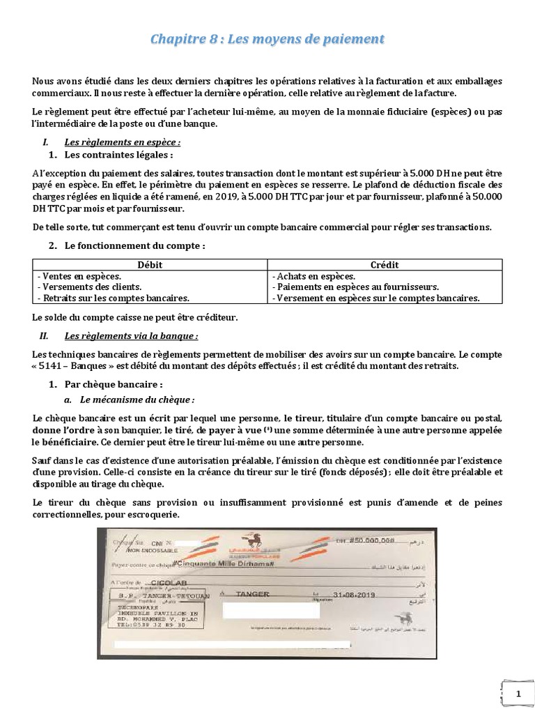 Les Moyens de Paiement en Comptabilité | PDF | Effet de commerce | Facture