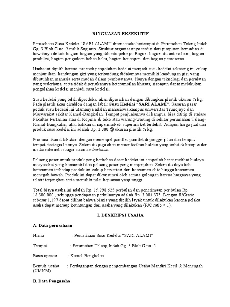 Contoh Ringkasan Eksekutif | PDF