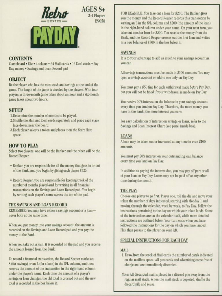 Payday Retro Series - Rulebook | PDF