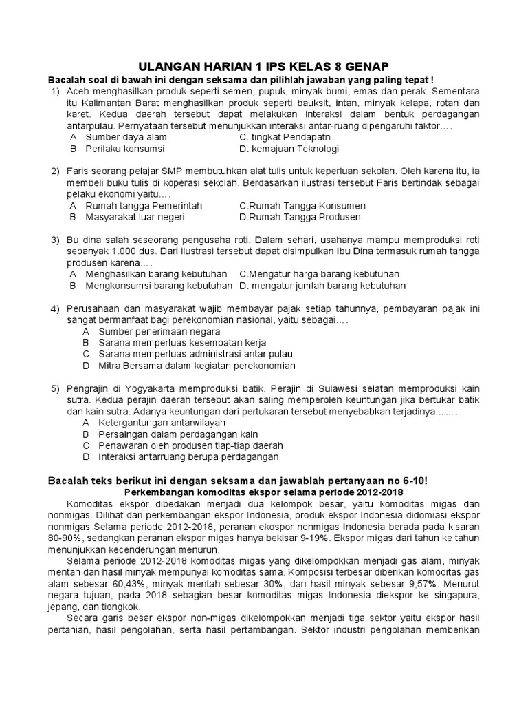 Uh Ips Kelas 8 Genap | PDF