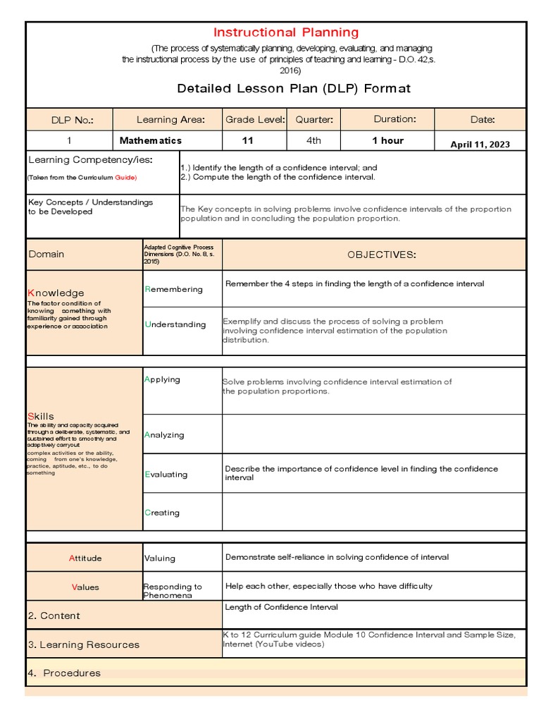 Lesson Plan - Day 1. | PDF | Confidence Interval | Behavior Modification