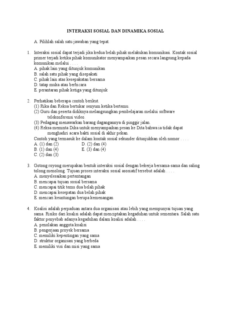 Interaksi Sosial Dan Dinamika Sosial | PDF