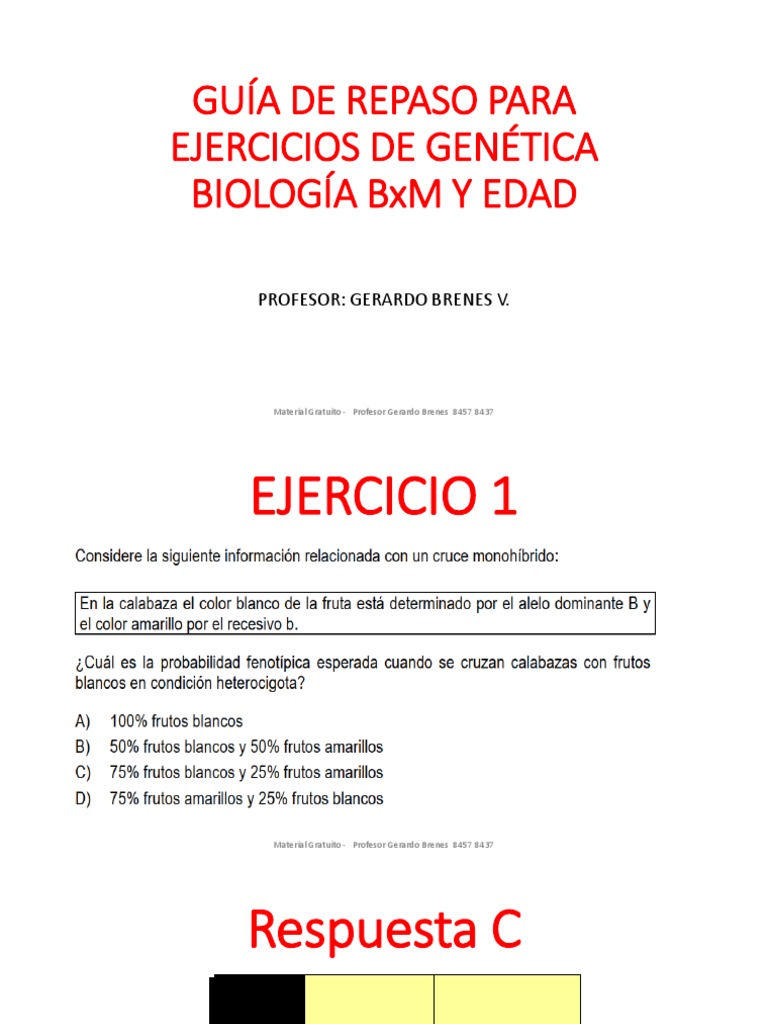 Guía de Repaso para Cruces Genéticos. | PDF | Dominancia (Genética ...