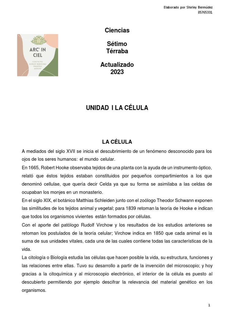 Resumen de Ciencias Terraba | PDF | Biología Celular) | Medición