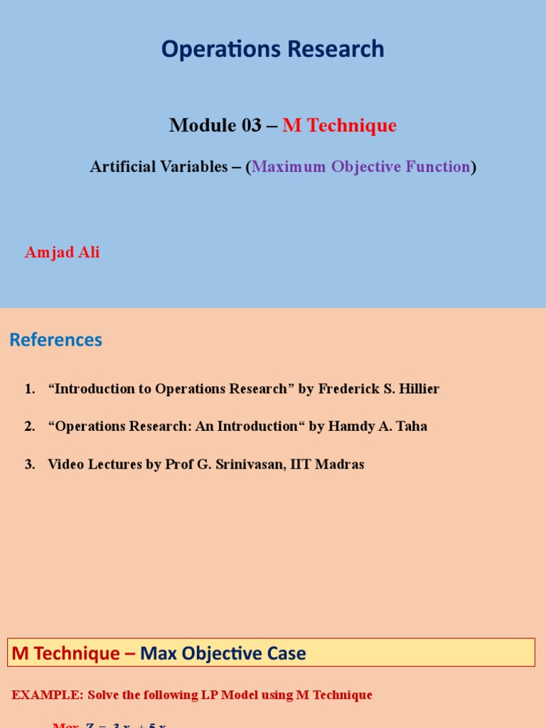 4b. Simplex Method (M Technique) - Max Objective Case | PDF ...