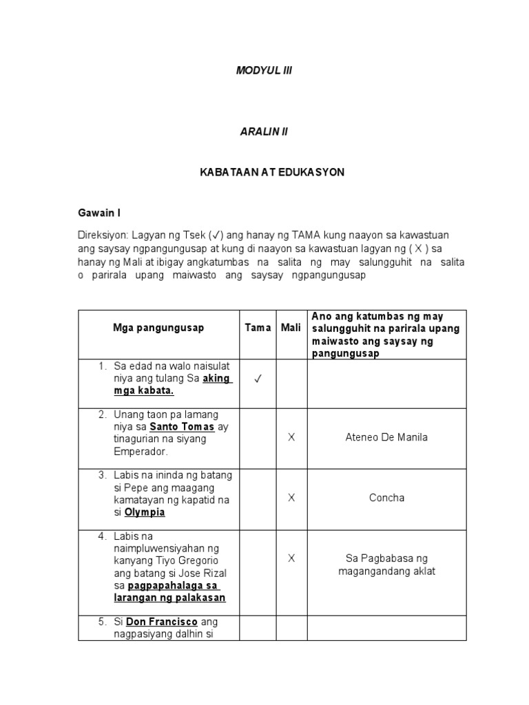 RLW Modyul III Aralin II | PDF