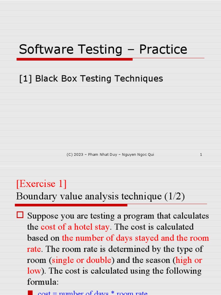 Software Testing - Practice: (1) Black Box Testing Techniques | PDF