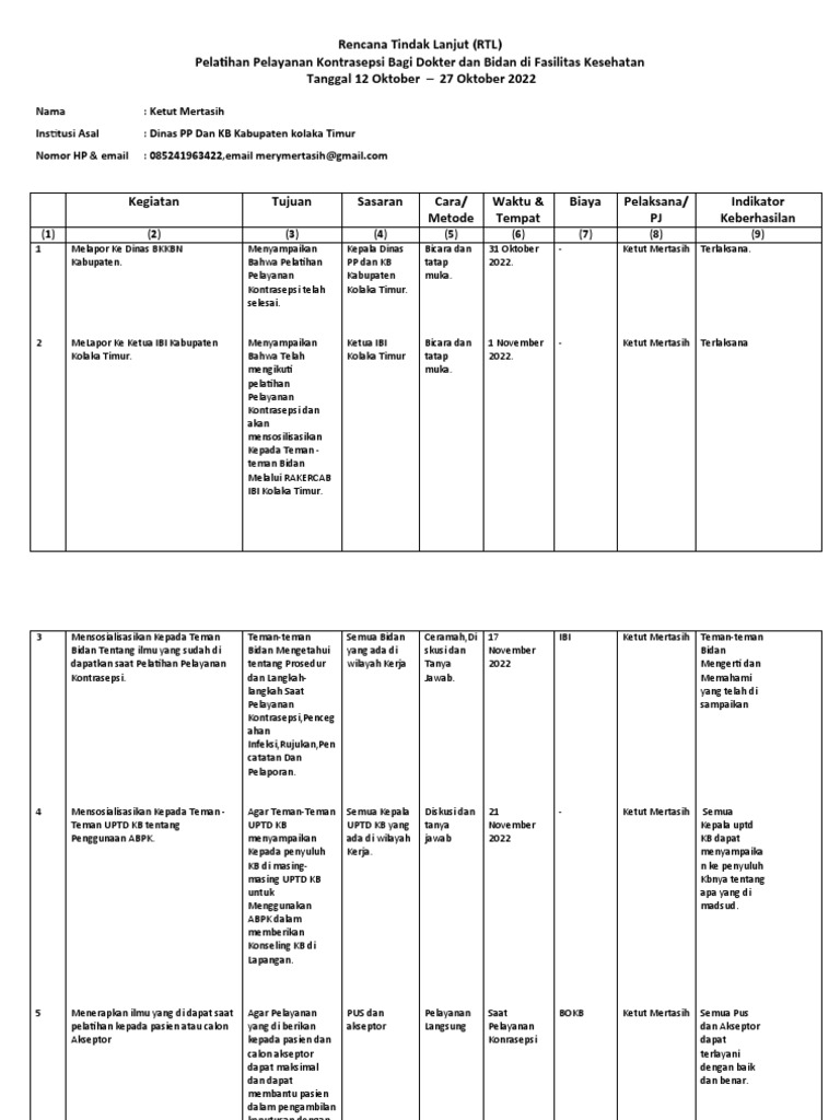 Rencana Tindak Lanjut | PDF