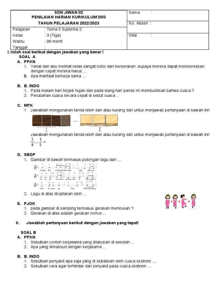 Soal PH Ki-3 Kelas 3 Tema 5 Sub 2 | PDF