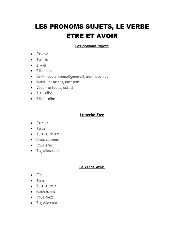 Exercices sur Être et Avoir | PDF | Arts du langage et discipline ...