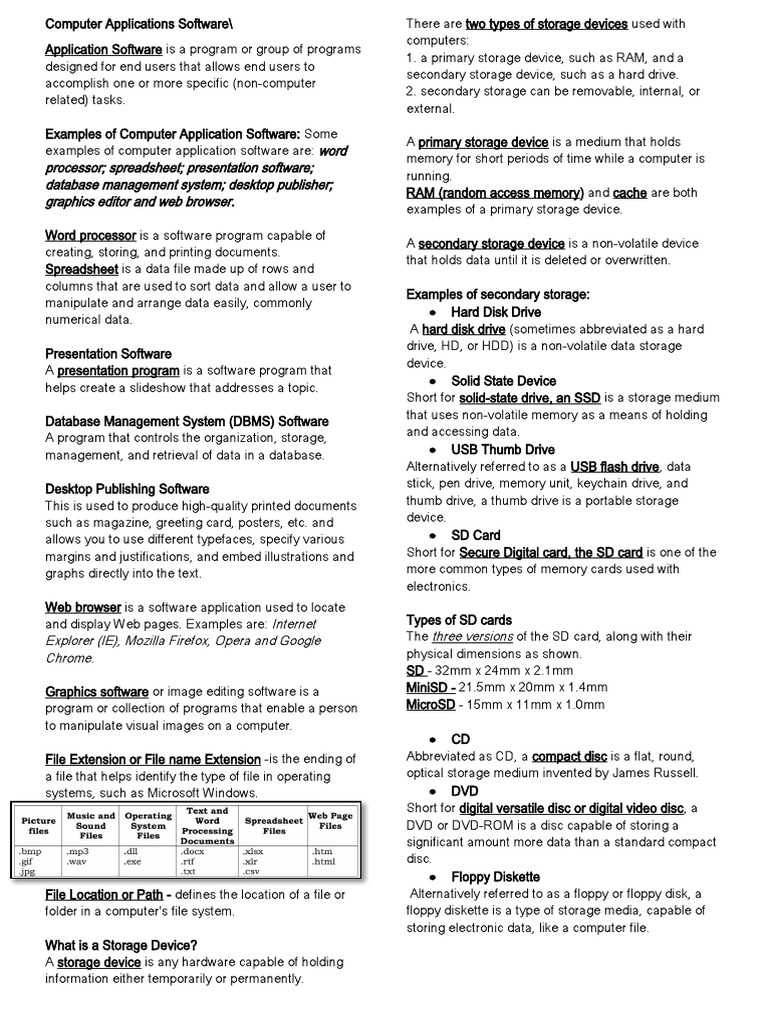 Computer Applications Software | PDF | Computer Data Storage | Usb Flash Drive
