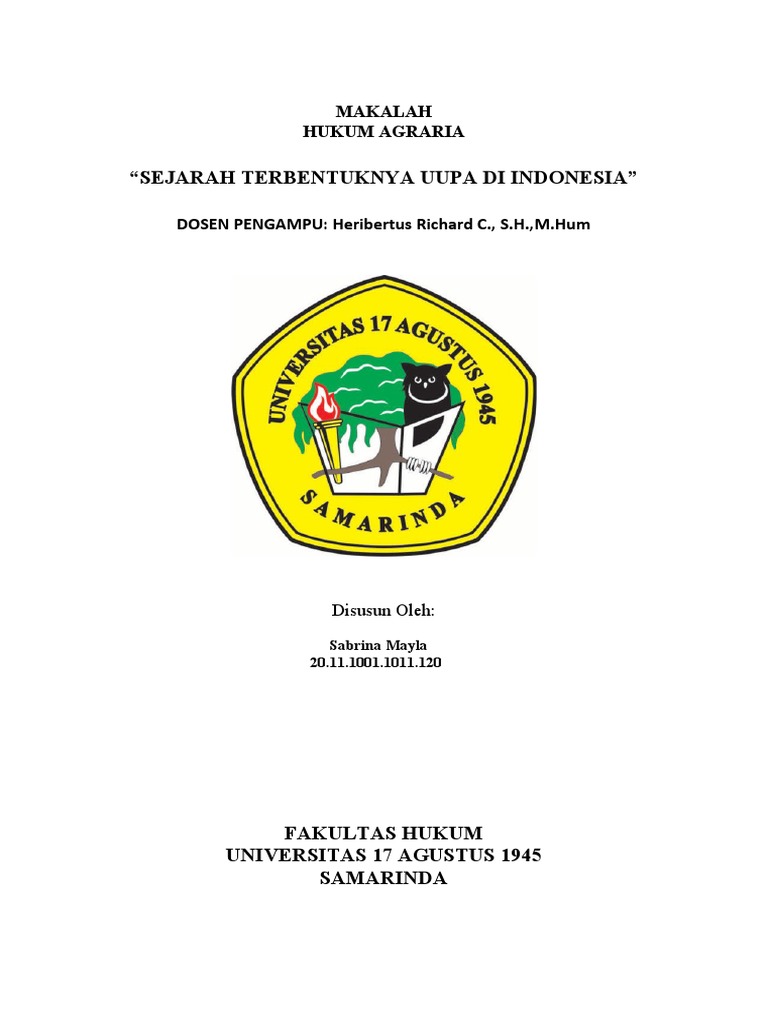 Sejarah Terbantuknya Uupa | PDF