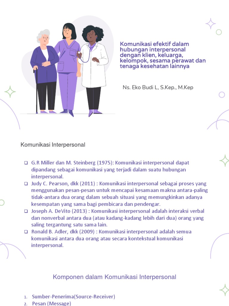 Komunikasi Efektif Dalam Hubungan Interpersonal Dengan Klien, Keluarga, Kelompok, Sesama Perawat ...