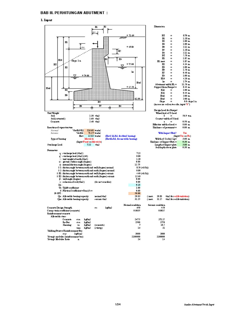 Abutment Design Calculation Guide | PDF | Stress (Mechanics) | Bending