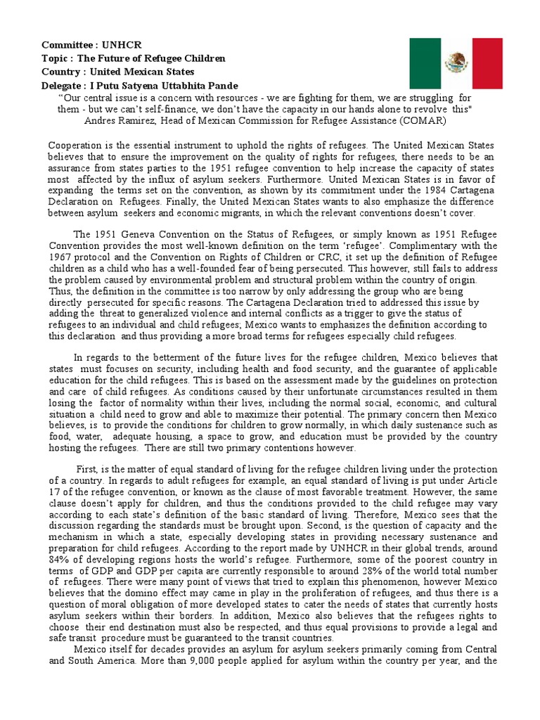 UNHCR - Position Paper - United Mexican States - Pande | PDF | Refugee ...
