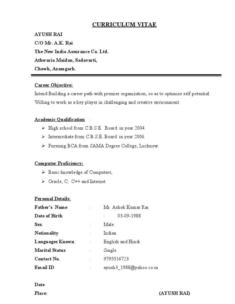 Ayush Rai Curriculum Vitae | PDF | Business