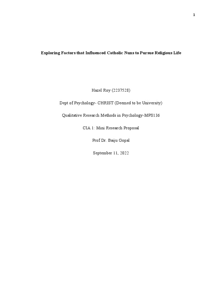 Factors Influencing the Vocation: A Phenomenological Study of Catholic ...