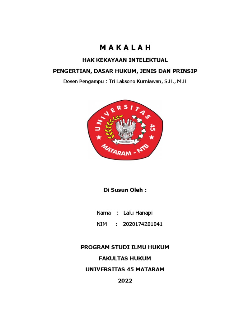 Pengertian dan Prinsip HAKI | PDF