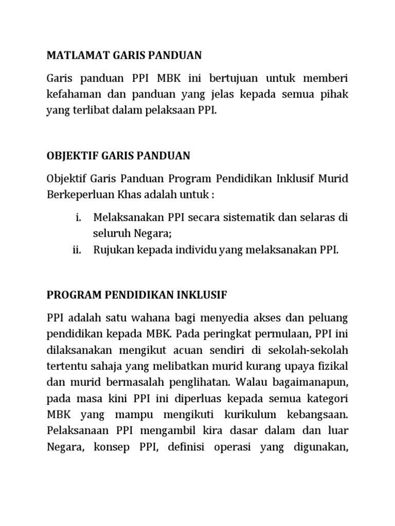 Matlamat Garis Panduan | PDF
