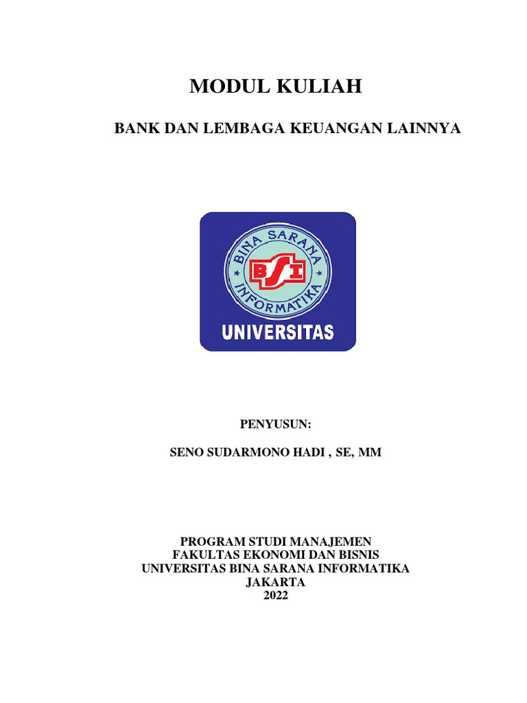 MODUL Kuliah Bank Dan Lembaga Keuangan Lainnya | PDF