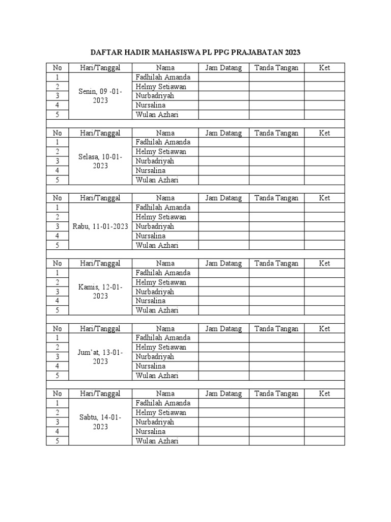 Absen PPG PL 2023 | PDF