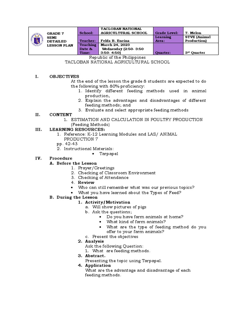 GRADE 7 Animal Production LP (March 24) | Download Free PDF | Learning ...