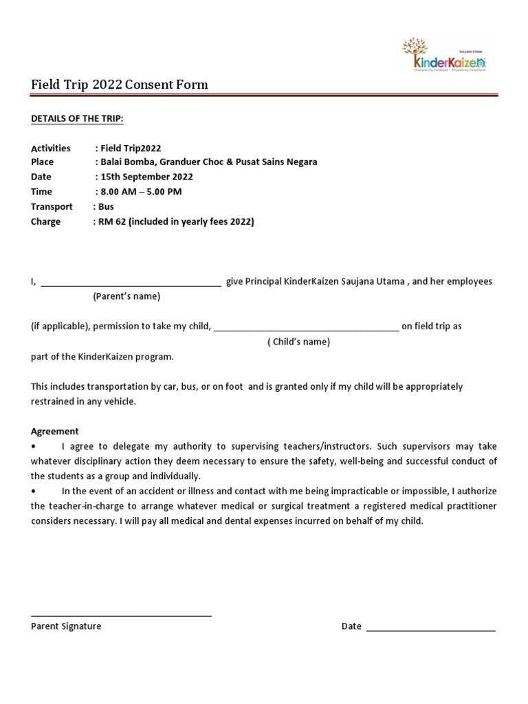 Field Trip - Consent Form 2022 | PDF