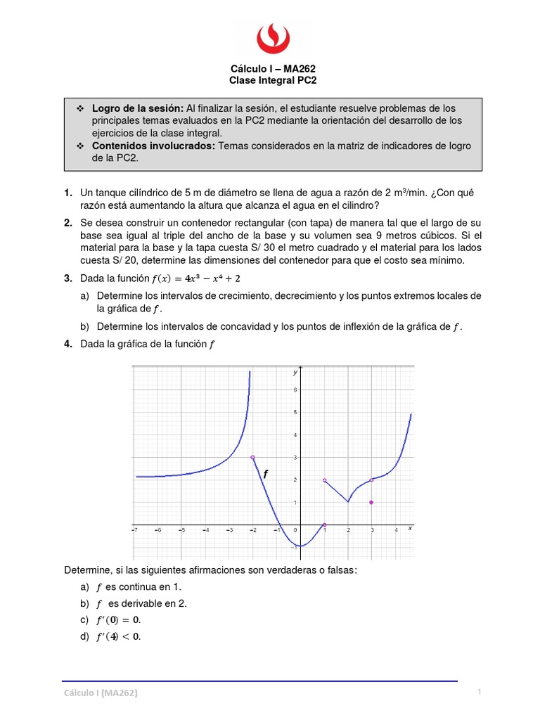 MA262 - Clase Integral PC2 | PDF | Derivado | Integral