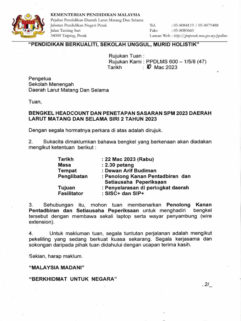 Bengkel Headcount Dan Penetapan Sasaran SPM 2023 | PDF