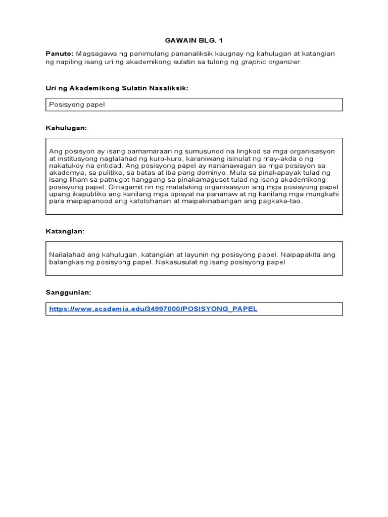 Posisyong Papel | PDF