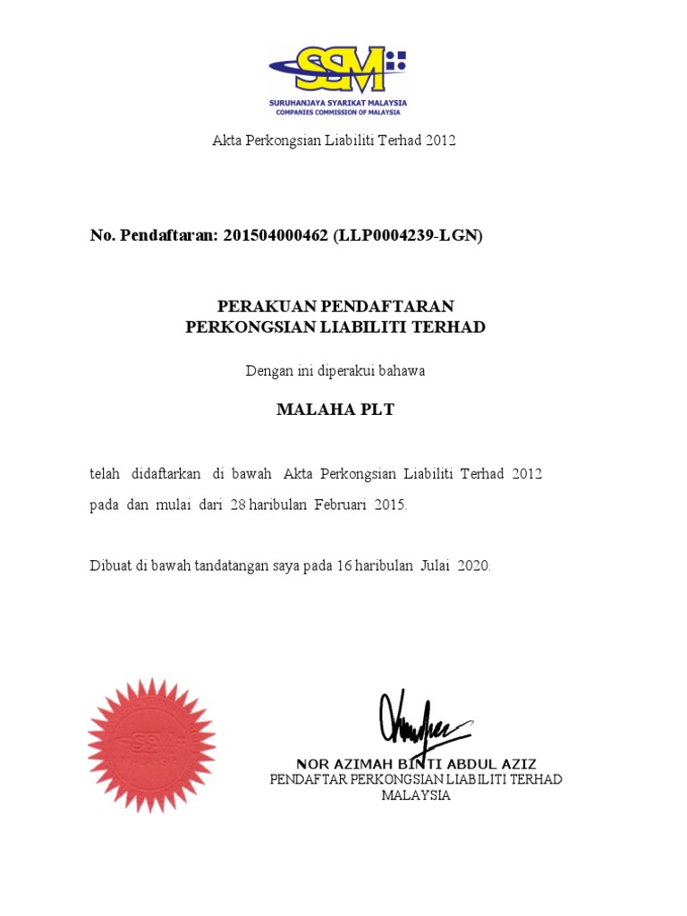 SSM Malaha PLT | PDF | Malaysia