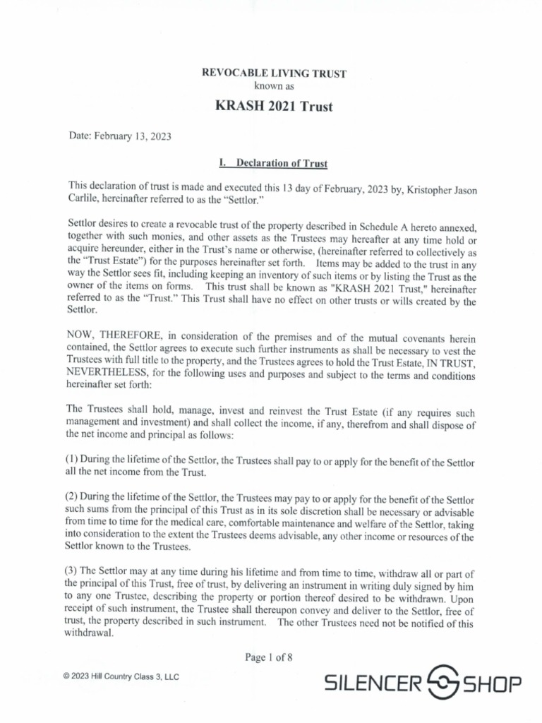 Nfa Firearms Trust Docs | PDF