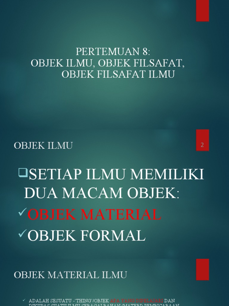 Objek Ilmu, Objek Filsafat, Objek Filsafat Ilmu | PDF