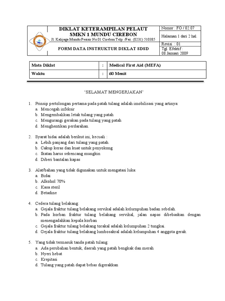 Diklat Keterampilan Pelaut SMKN 1 Mundu Cirebon: Form Data Instruktur ...