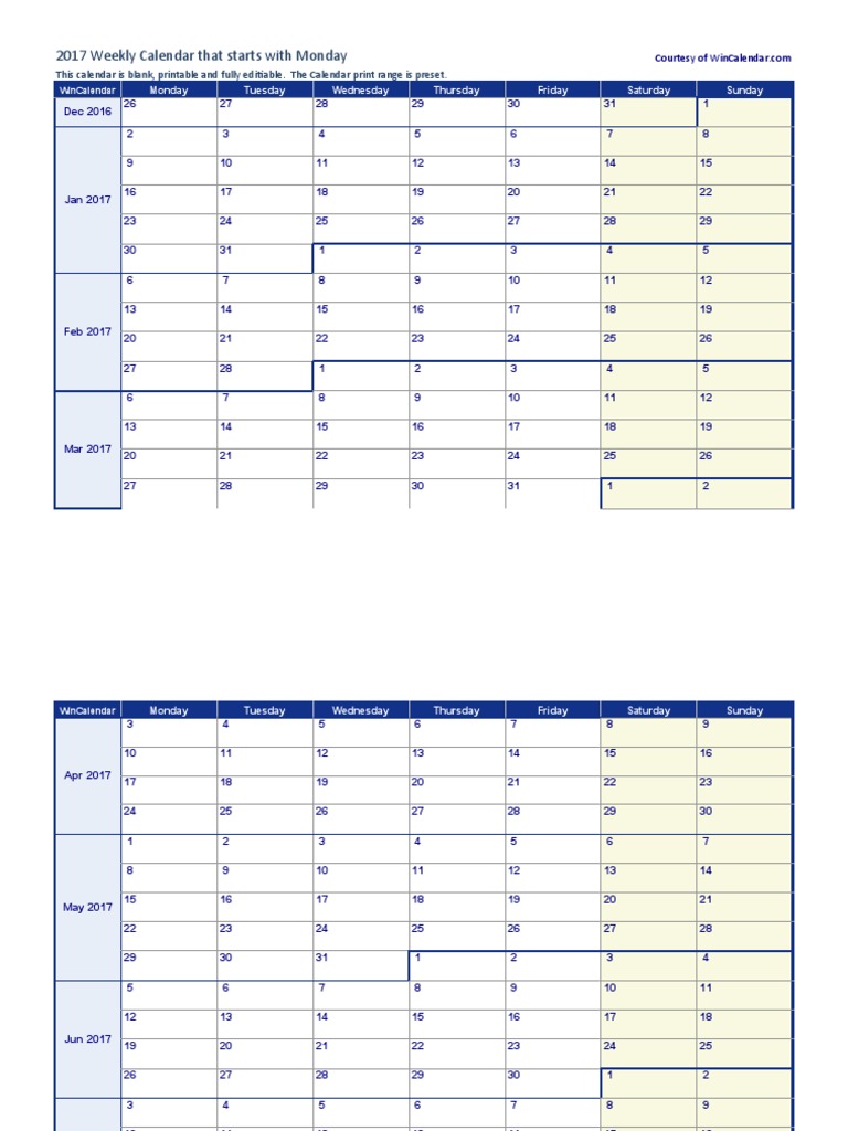 2017-Weekly-Calendar-Monday | PDF